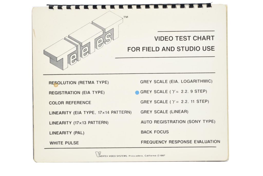 Nine different television test cards - Snellings Museum